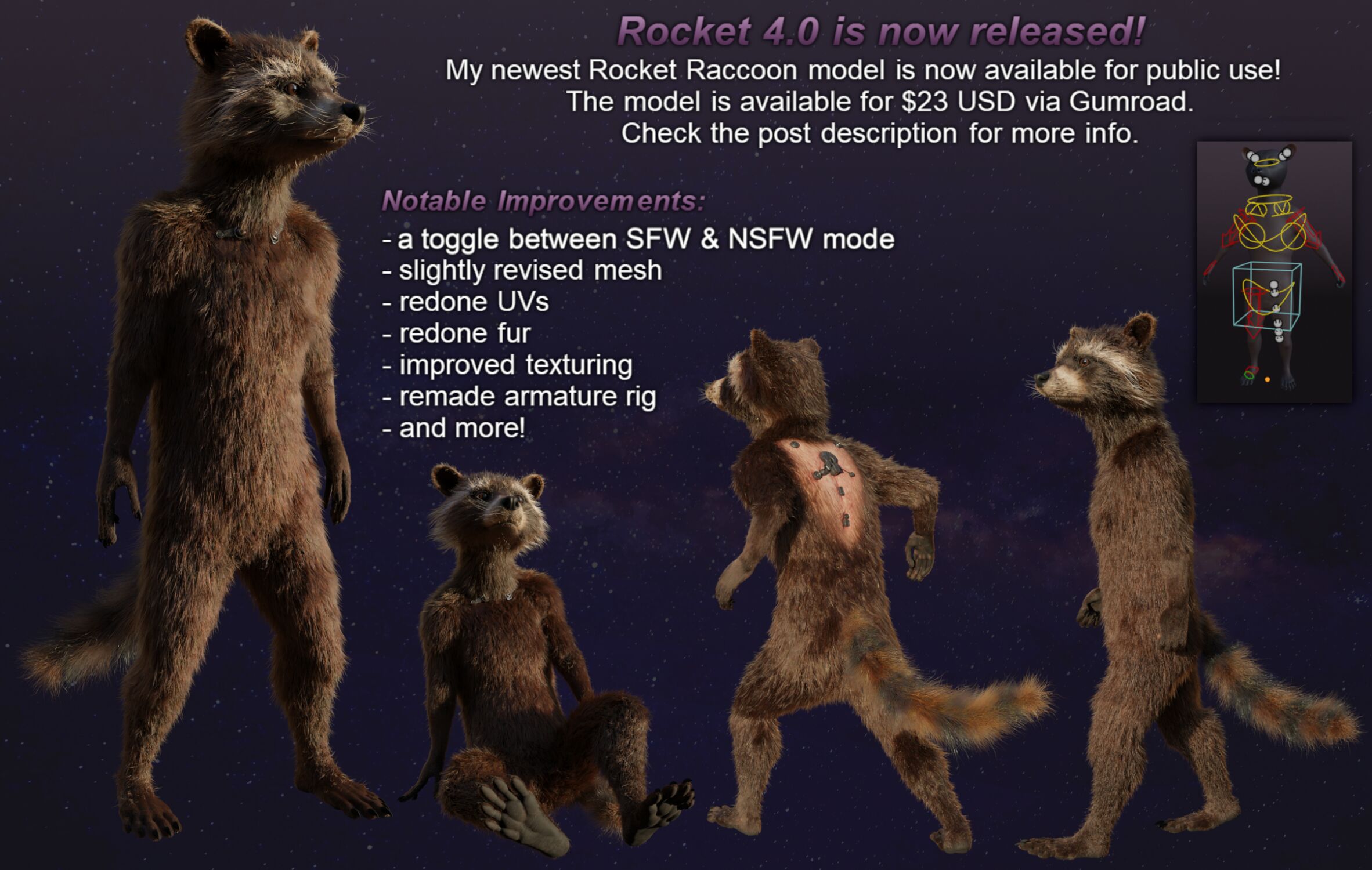 FN - Artwork - Rocket Raccoon 3D Model Release